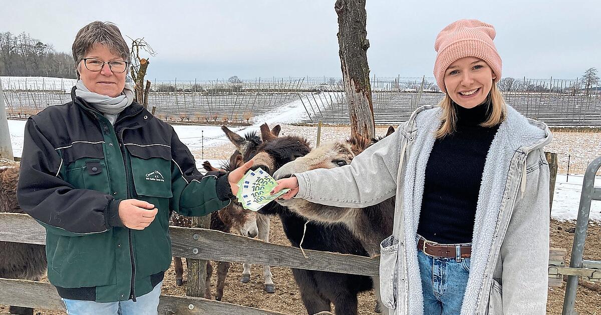Schauspielerin Julia Gruber übergibt Spende